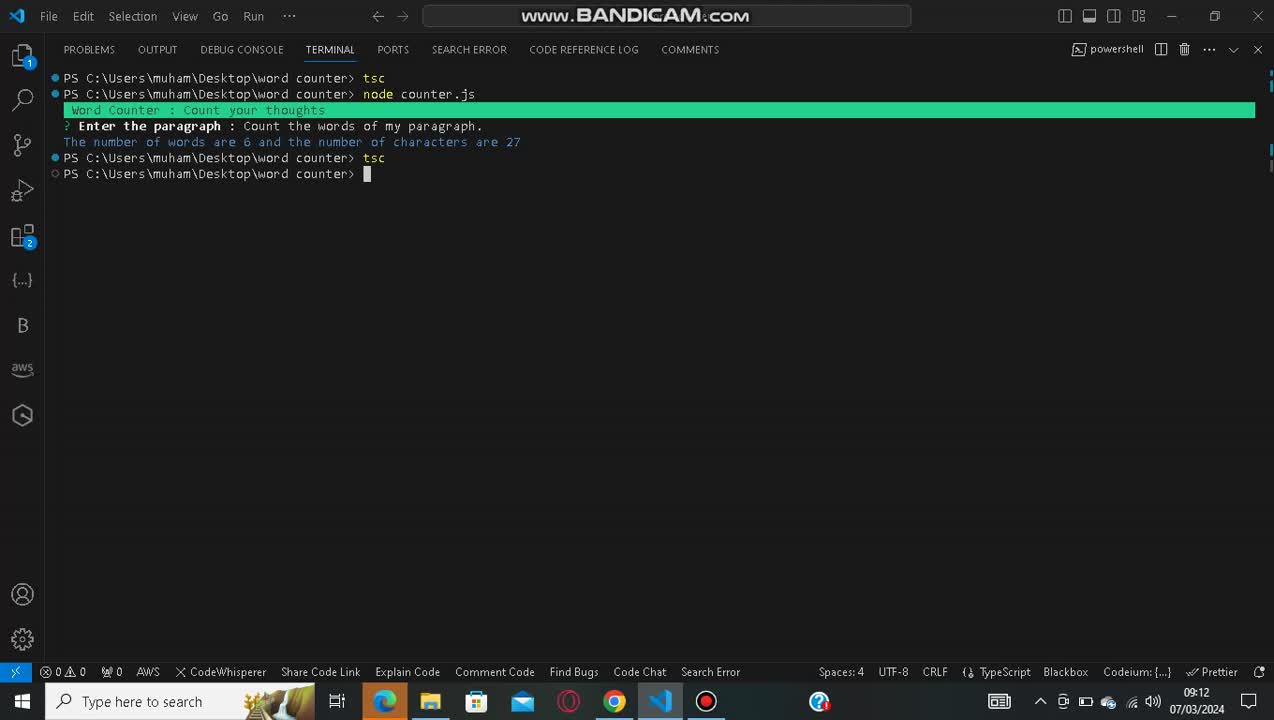 Just Completed another Typescript project 👨💻 : CLI WORD COUNTER 💯 ... Just Completed another Typescript project 👨💻 : CLI WORD COUNTER 💯 ...