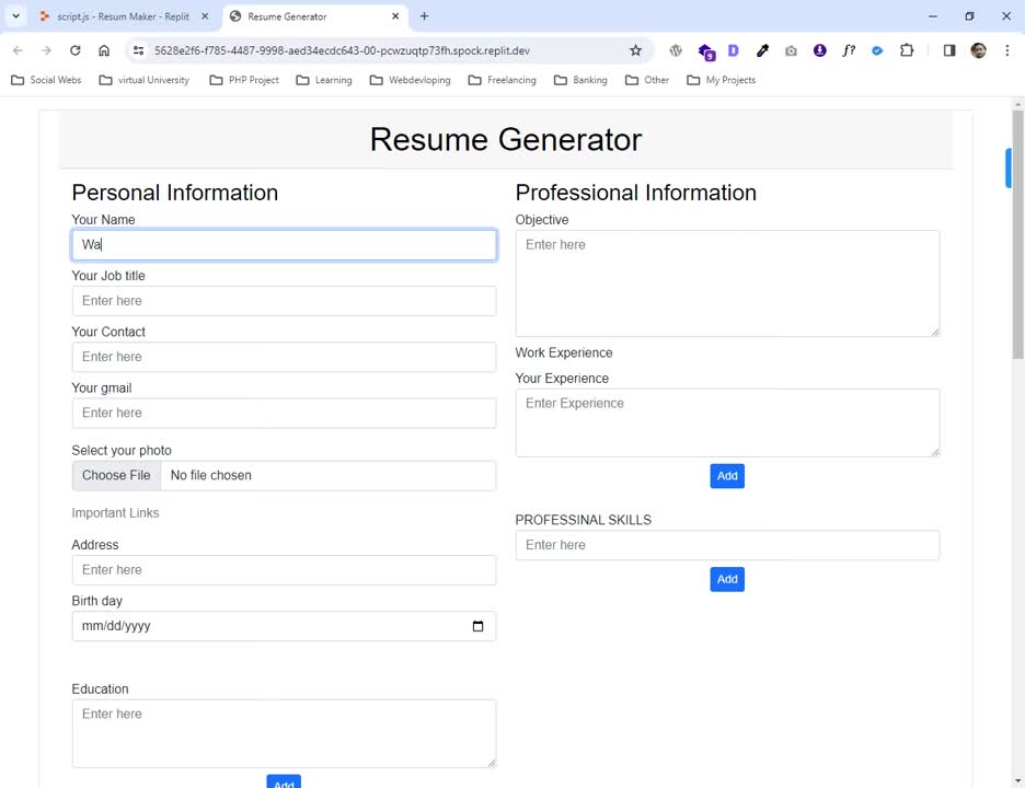 Waqar Ahmed on LinkedIn: Rate My Work Resume Generator HTML, CSS, and JS Waqar Ahmed on LinkedIn: Rate My Work Resume Generator HTML, CSS, and JS