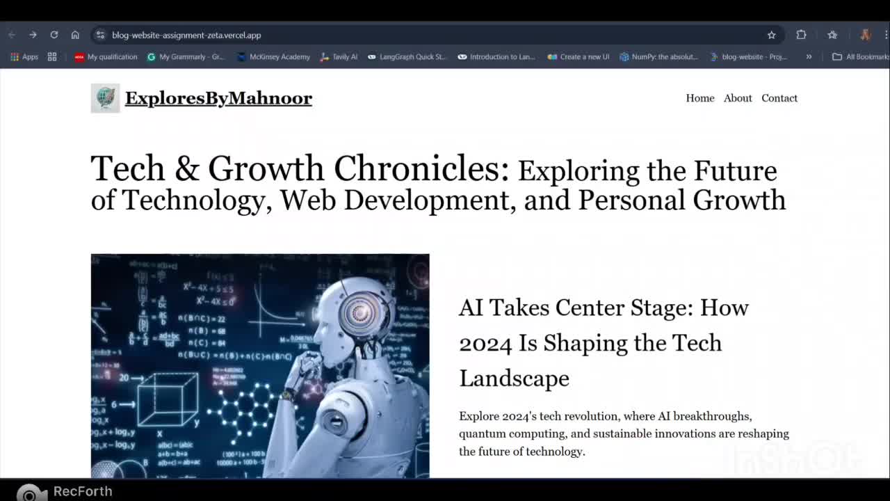 Mahnoor Fatima F. on LinkedIn: Project Update: Blog Website Completed ... Mahnoor Fatima F. on LinkedIn: Project Update: Blog Website Completed ...