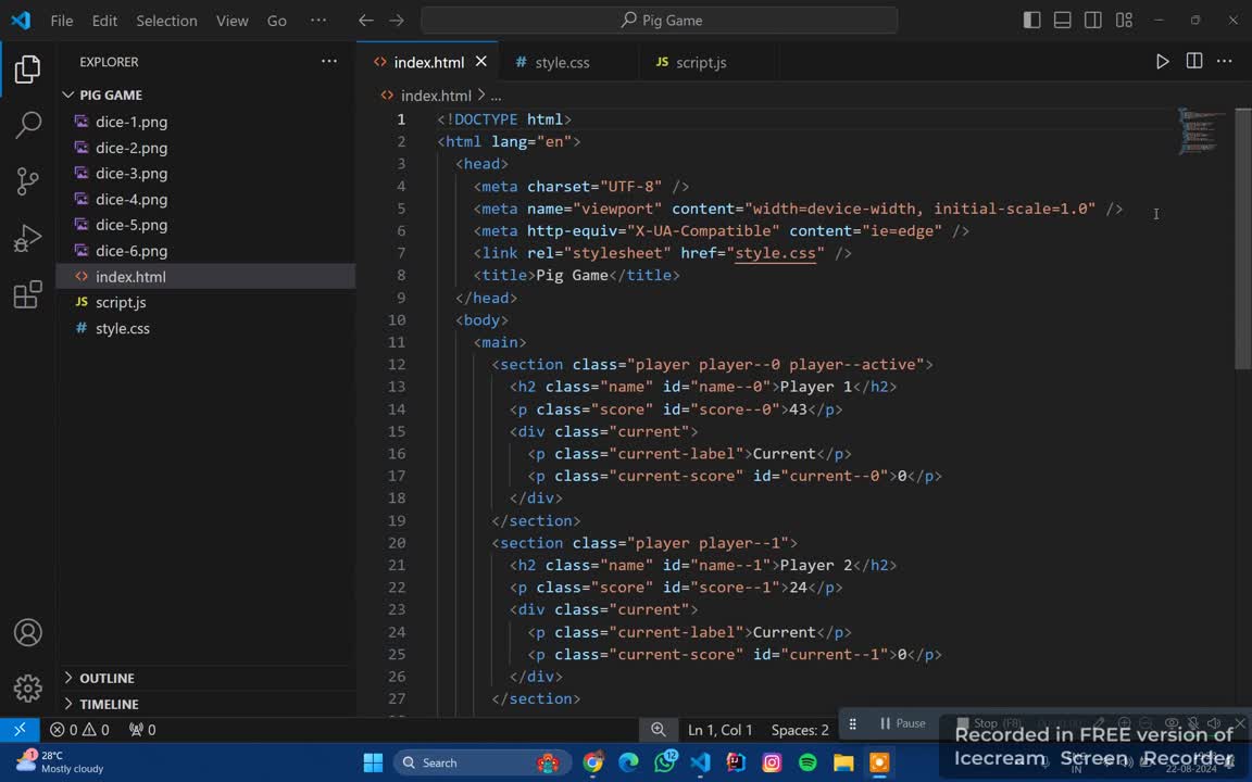 Completed Pig Game with JavaScript | Sarthak Chourey posted on the ... Completed Pig Game with JavaScript | Sarthak Chourey posted on the ...