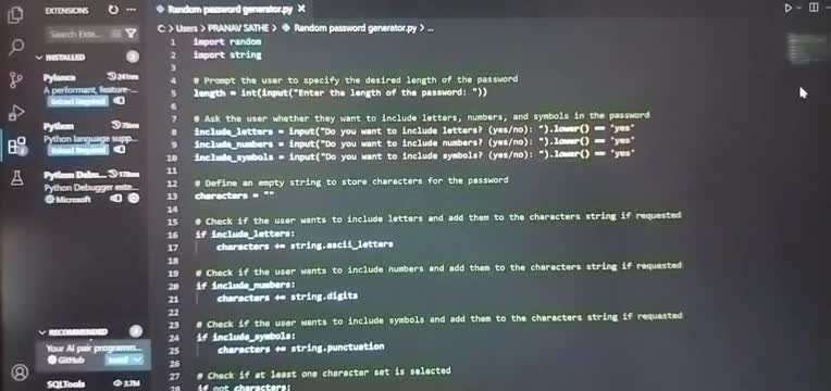Task3: A Python command-line password generator | Pranav Sathe posted ... Task3: A Python command-line password generator | Pranav Sathe posted ...