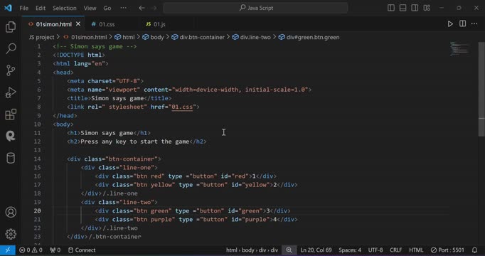 How to play the Simon Says game with HTML, CSS, and JavaScript | Ajesh ... How to play the Simon Says game with HTML, CSS, and JavaScript | Ajesh ...