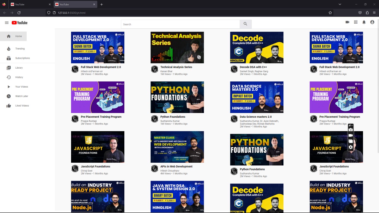 #youtubeclone #htmlandcss #fullstackdevelopment #pwskills # ... #youtubeclone #htmlandcss #fullstackdevelopment #pwskills # ...