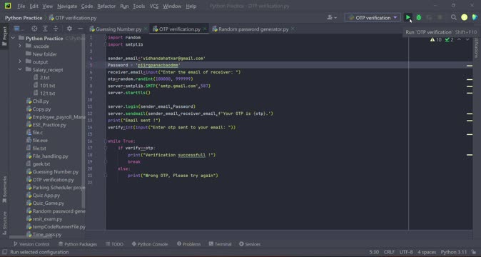 Vidhan Dahatkar on LinkedIn: #python #codecraft #otpverification # ... Vidhan Dahatkar on LinkedIn: #python #codecraft #otpverification # ...