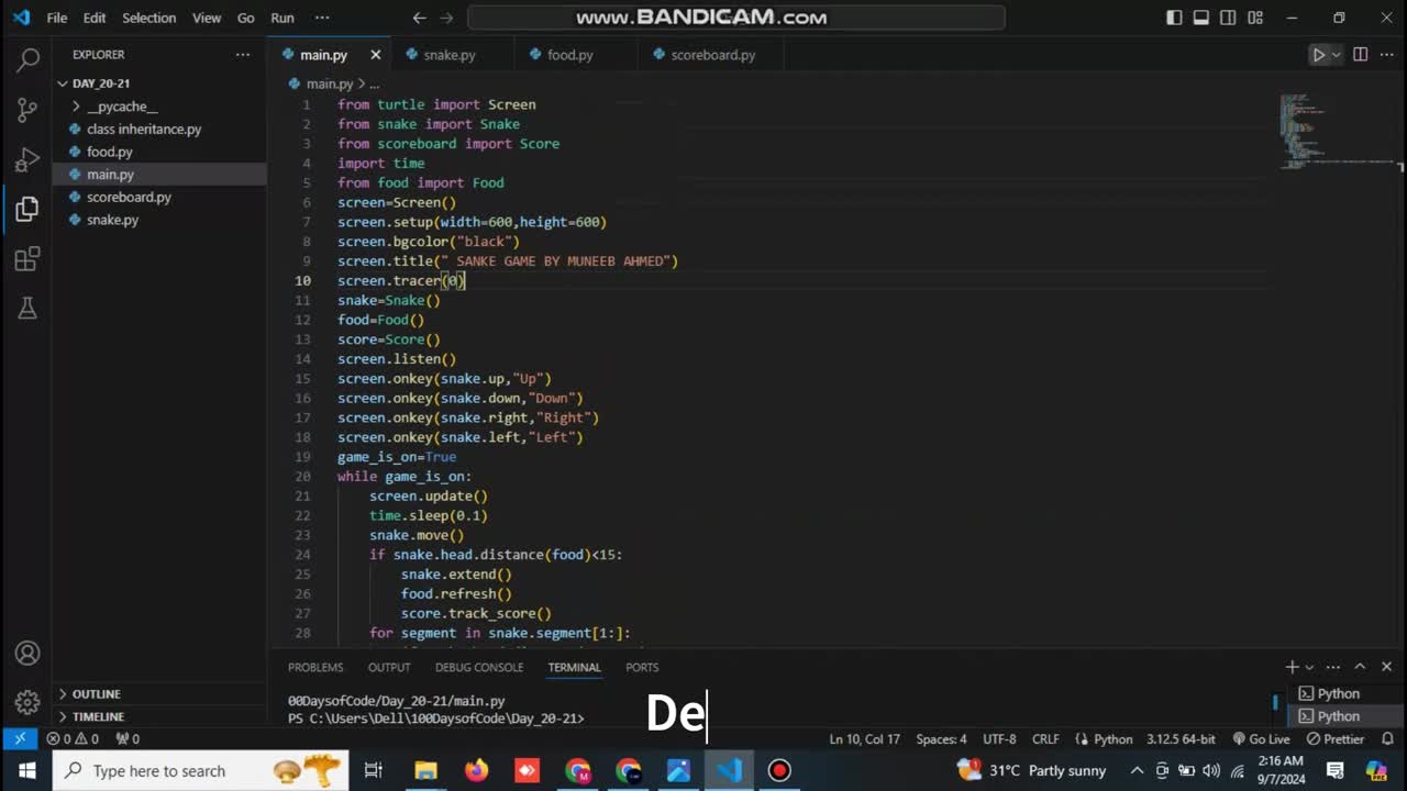Muneeb Ahmed on LinkedIn: #100daysofcode #python #snakegame #coding # ... Muneeb Ahmed on LinkedIn: #100daysofcode #python #snakegame #coding # ...