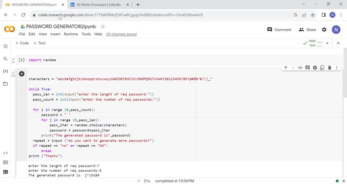 Nisha Chourasiya on LinkedIn: #python #passwordgenerator #codsoft # ... Nisha Chourasiya on LinkedIn: #python #passwordgenerator #codsoft # ...