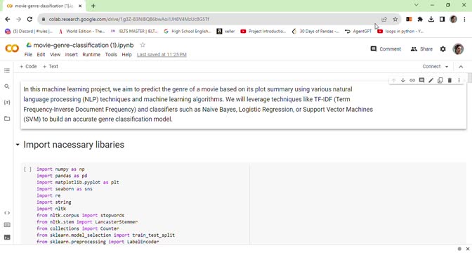 My project on Movie Genre Classification with CodSoft | Saira arif ... My project on Movie Genre Classification with CodSoft | Saira arif ...