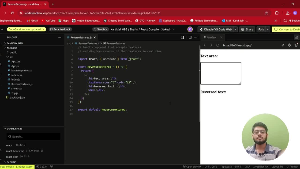 Kartik Jain on LinkedIn: #reactjs #javascript #codesandbox Kartik Jain on LinkedIn: #reactjs #javascript #codesandbox