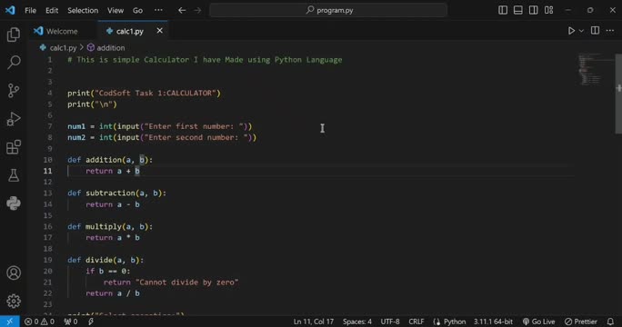 Manav Jadhav on LinkedIn: #codesoft #programming #python Manav Jadhav on LinkedIn: #codesoft #programming #python