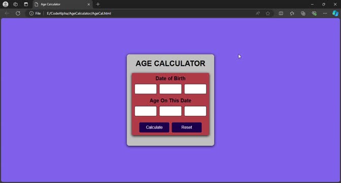 Imasha Ekanayake on LinkedIn: #codealpha #agecalculator #task #html # ... Imasha Ekanayake on LinkedIn: #codealpha #agecalculator #task #html # ...
