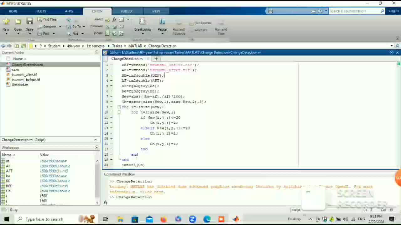 Farha Abdelrahman Hassan on LinkedIn: #matlab #coding #change_detection Farha Abdelrahman Hassan on LinkedIn: #matlab #coding #change_detection