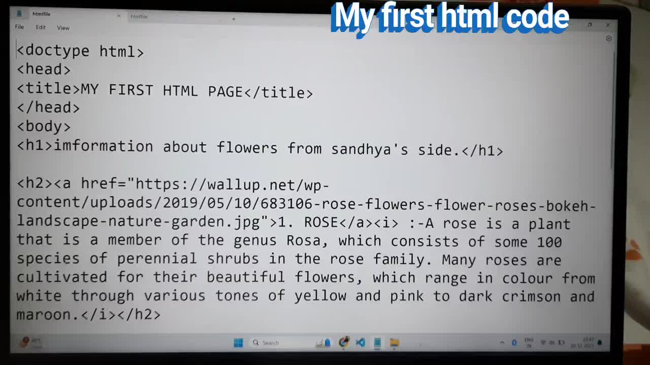 Sandhya Gour on LinkedIn: #html #code #programmingjourney #web #day1 Sandhya Gour on LinkedIn: #html #code #programmingjourney #web #day1
