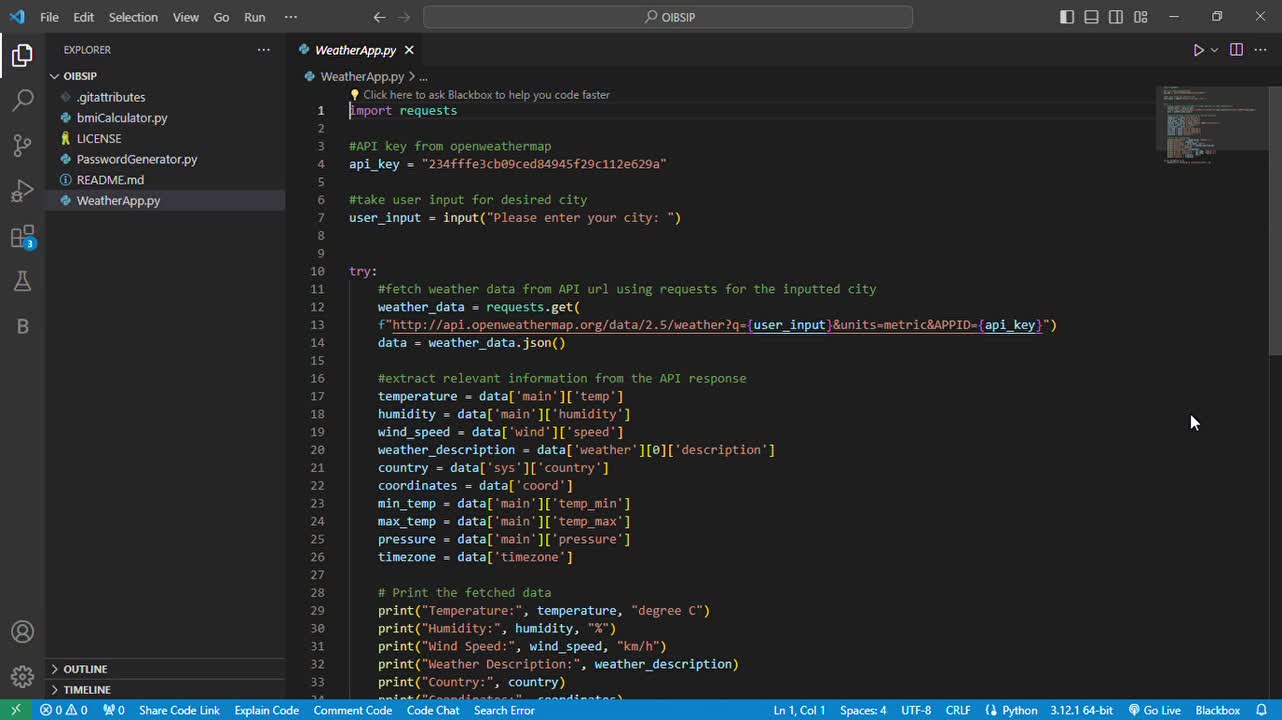 Oasis Infobyte task 4: Weather App | Shine Elikplim Domey posted on the ... Oasis Infobyte task 4: Weather App | Shine Elikplim Domey posted on the ...