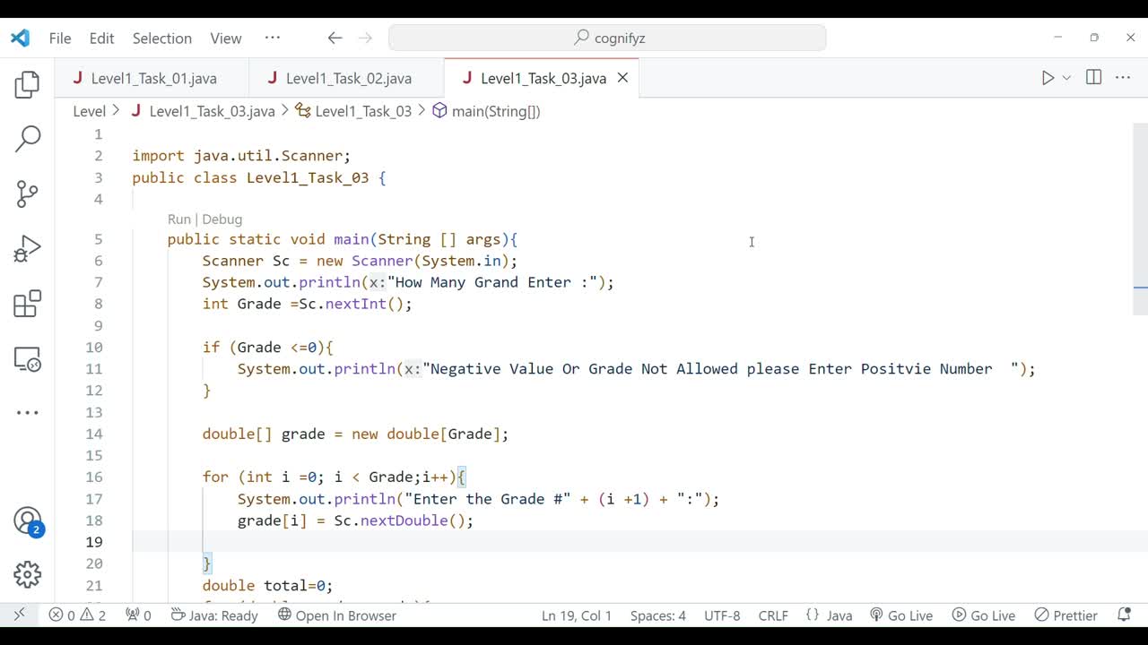 Completed Java programming task for Cognifyz | Abhay Solanke posted on ... Completed Java programming task for Cognifyz | Abhay Solanke posted on ...