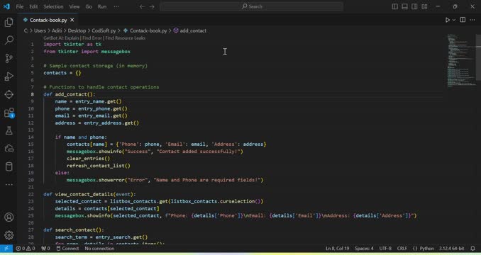 Aditi Indre on LinkedIn: #python #contactbook #programming #projects Aditi Indre on LinkedIn: #python #contactbook #programming #projects