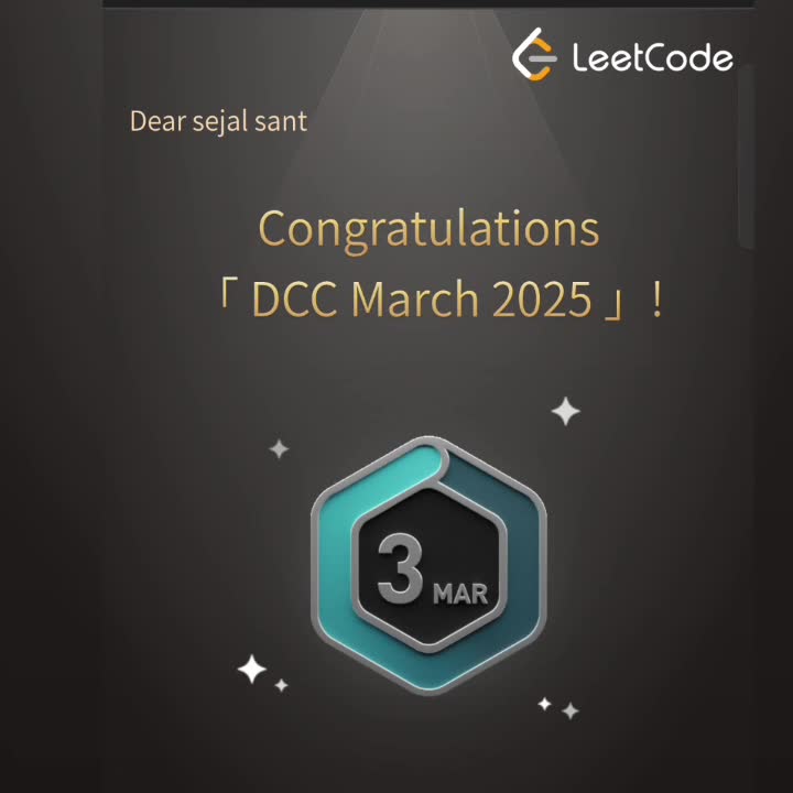 #leetcode #coding #dsa #problemsolving #consistency #growth | Sejal Sant #leetcode #coding #dsa #problemsolving #consistency #growth | Sejal Sant