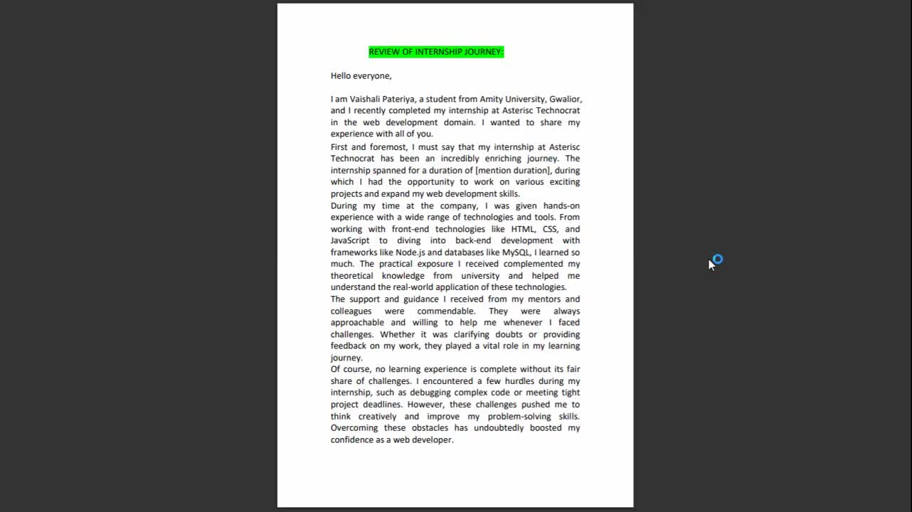 Asterisc Technocrat Internship review: | Vaishali Pateriya Asterisc Technocrat Internship review: | Vaishali Pateriya