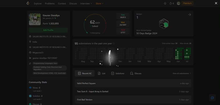 Celebrating 50 days Leetcode streak | Gaurav Sisodiya posted on the ... Celebrating 50 days Leetcode streak | Gaurav Sisodiya posted on the ...