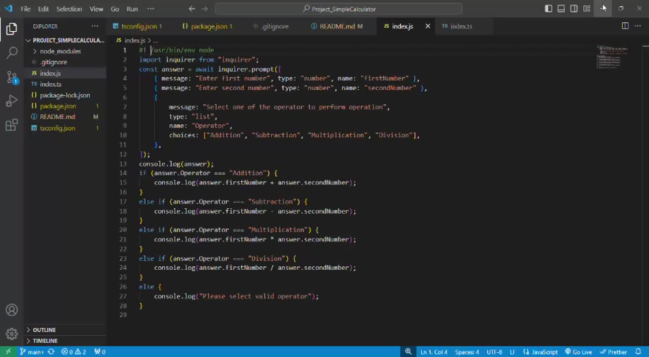 Umm e Aiman on LinkedIn: #typescript #inquirer #calculator #coding # ... Umm e Aiman on LinkedIn: #typescript #inquirer #calculator #coding # ...