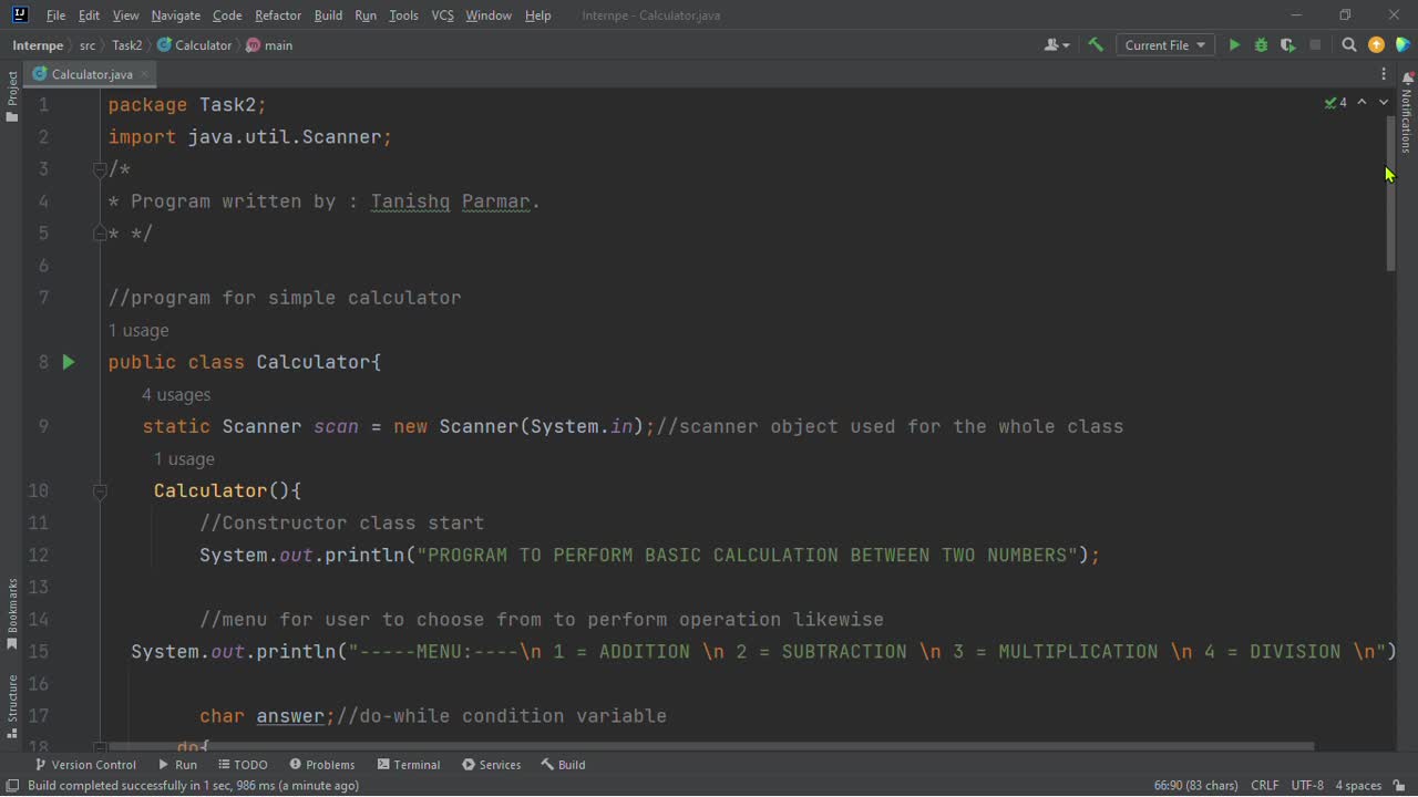 Tanishq Parmar on LinkedIn: #javaprogramming #internpe #internship # ... Tanishq Parmar on LinkedIn: #javaprogramming #internpe #internship # ...