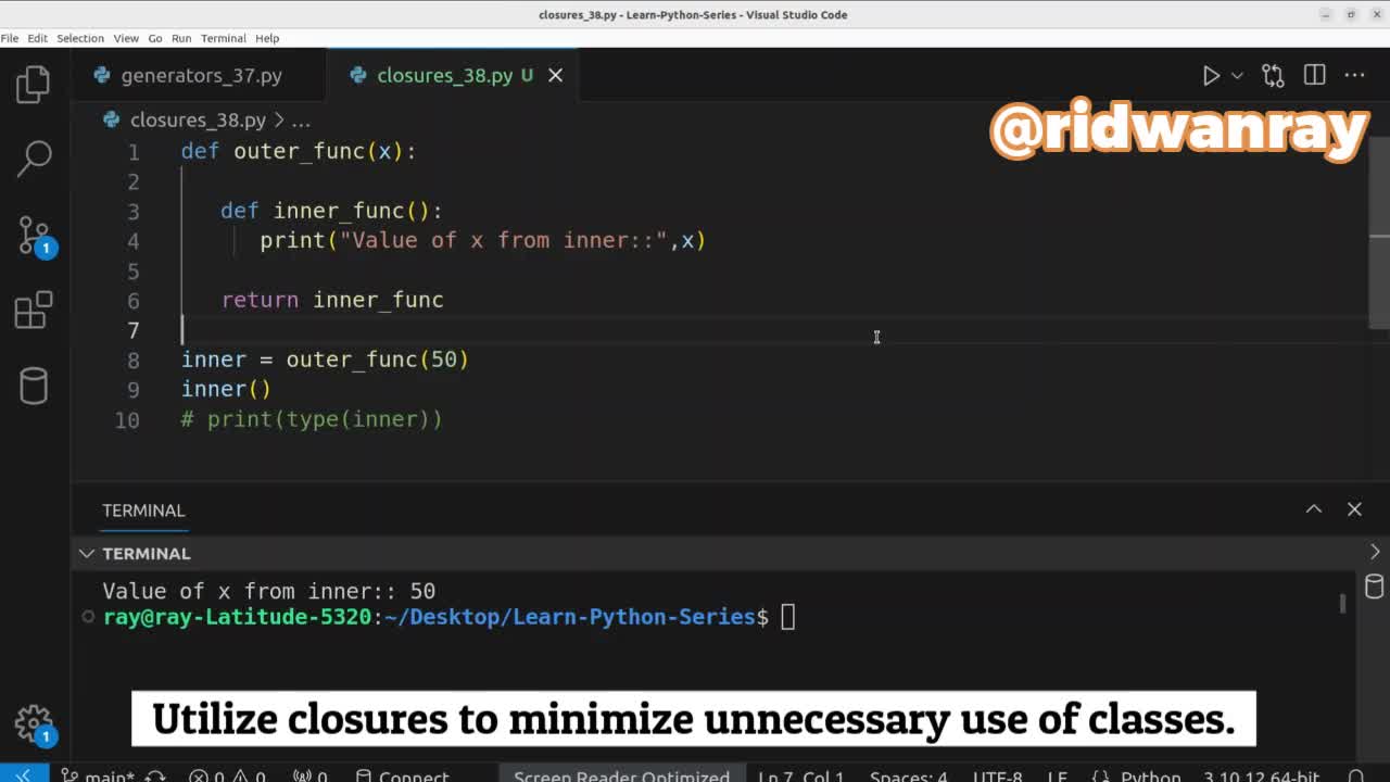 Ridwan Yusuf on LinkedIn: 🚀 Python closures find practical application ... Ridwan Yusuf on LinkedIn: 🚀 Python closures find practical application ...