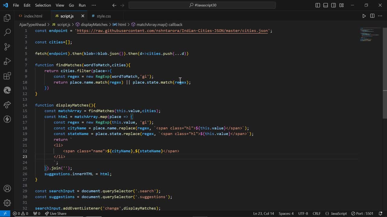 Day 6 of JavaScript Challenge: AJAX Type Ahead | Naman Kemani posted on ... Day 6 of JavaScript Challenge: AJAX Type Ahead | Naman Kemani posted on ...