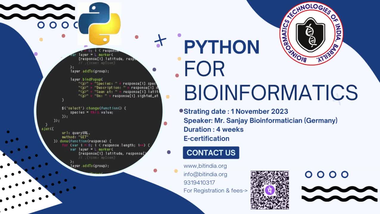 Learn Python for Bioinformatics program | Bioinformatics Technologies ... Learn Python for Bioinformatics program | Bioinformatics Technologies ...