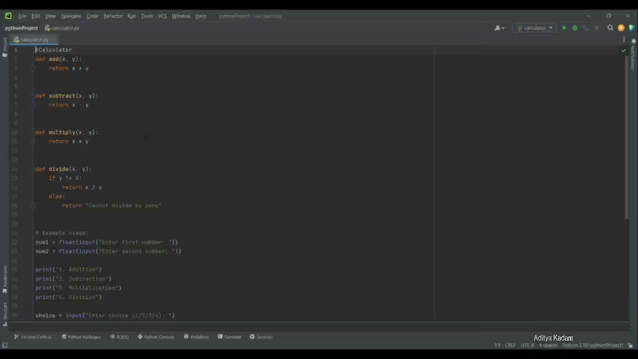 Aditya Dilip Kadam on LinkedIn: #python #programming #calculator #task1 ... Aditya Dilip Kadam on LinkedIn: #python #programming #calculator #task1 ...