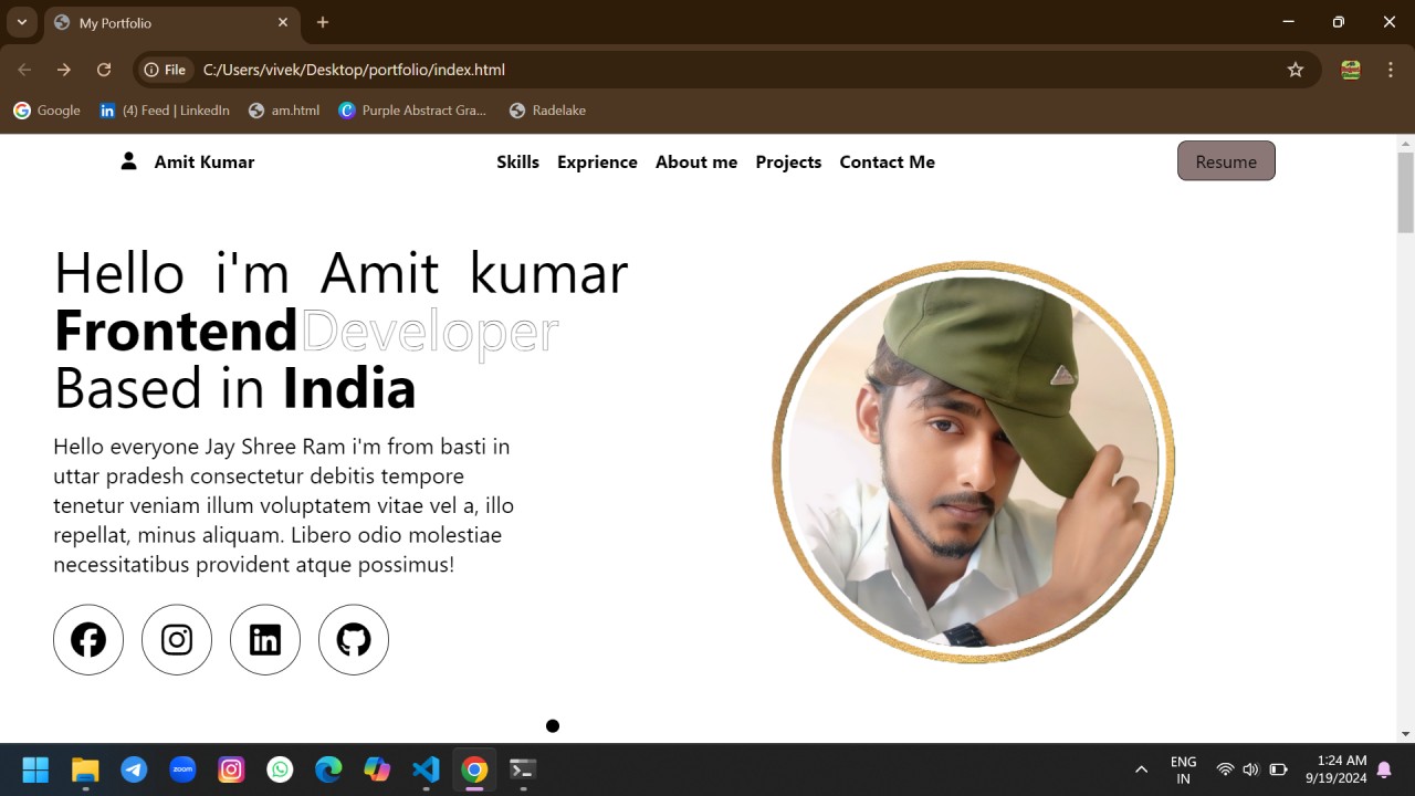 My portfolio using HTML CSS JAVASCRIPT WITH BACKEND live… | Amit Kumar My portfolio using HTML CSS JAVASCRIPT WITH BACKEND live… | Amit Kumar