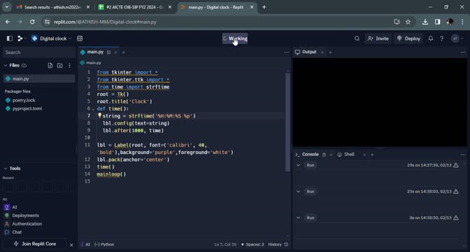 Athish M on LinkedIn: #python #digitalclock #codingjourney #internpe # ... Athish M on LinkedIn: #python #digitalclock #codingjourney #internpe # ...