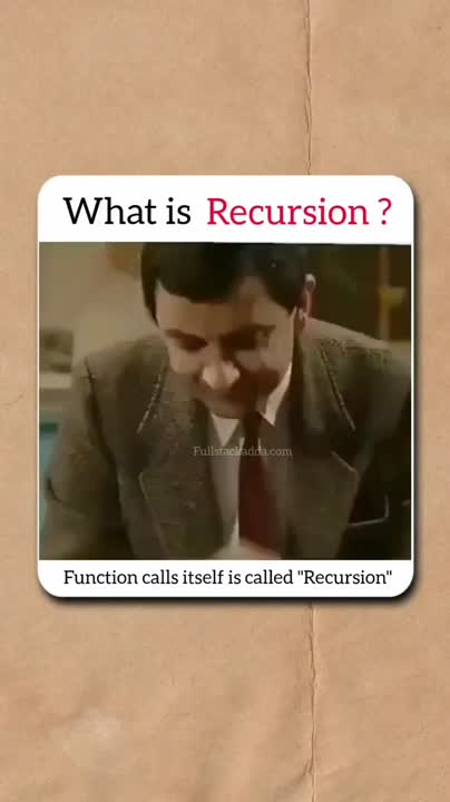 Vikash Kumar Bharti on LinkedIn: #mrbean #recursion #programming # ... Vikash Kumar Bharti on LinkedIn: #mrbean #recursion #programming # ...