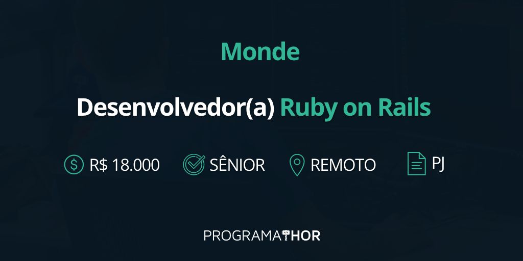 #vagati #ti #dev #fullstack #rubyonrails #vaga #remoto | ProgramaThor #vagati #ti #dev #fullstack #rubyonrails #vaga #remoto | ProgramaThor