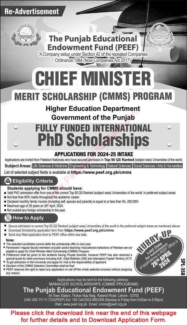 Chief Minister Merit Scholarships 2024 March PEEF Application ... Chief Minister Merit Scholarships 2024 March PEEF Application ...