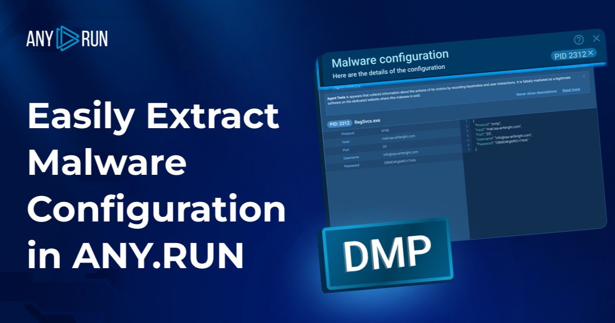 How to extract malware configuration from memory in #ANYRUN | ANY.RUN ... How to extract malware configuration from memory in #ANYRUN | ANY.RUN ...