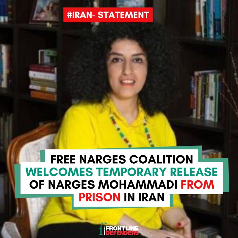 Front Line Defenders on LinkedIn: 🚨 The Free Narges Coalition welcomes ... Front Line Defenders on LinkedIn: 🚨 The Free Narges Coalition welcomes ...