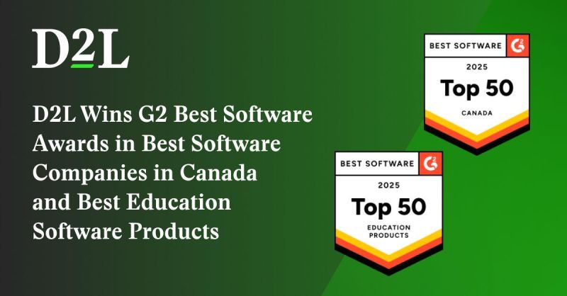 D2L has been recognized in the 2025 G2 Best Software Awards as one of ... D2L has been recognized in the 2025 G2 Best Software Awards as one of ...