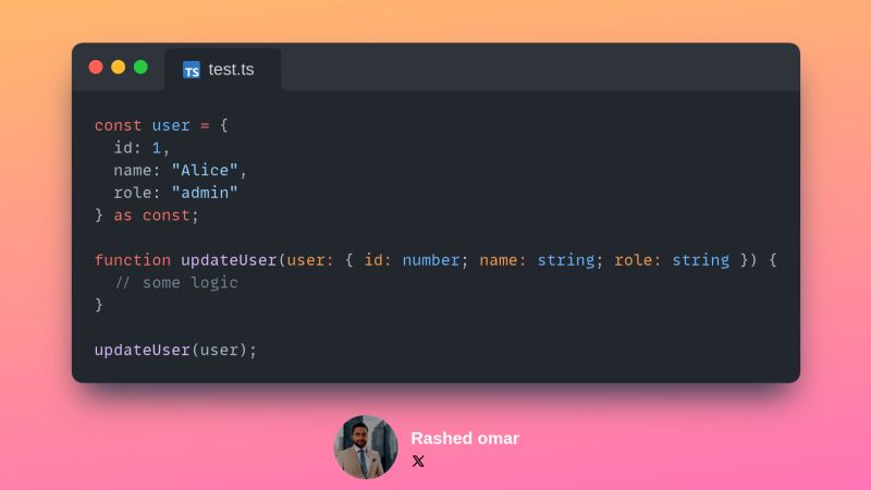 Rashed Omar on LinkedIn: #typescript #codetips #developerlife #cleancode Rashed Omar on LinkedIn: #typescript #codetips #developerlife #cleancode
