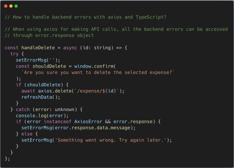 How to handle errors with axios and TypeScript | Yogesh Chavan posted ... How to handle errors with axios and TypeScript | Yogesh Chavan posted ...