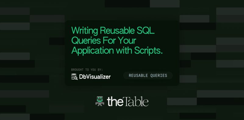 Writing Reusable SQL Queries with DbVisualizer Scripts | DbVis Software Writing Reusable SQL Queries with DbVisualizer Scripts | DbVis Software