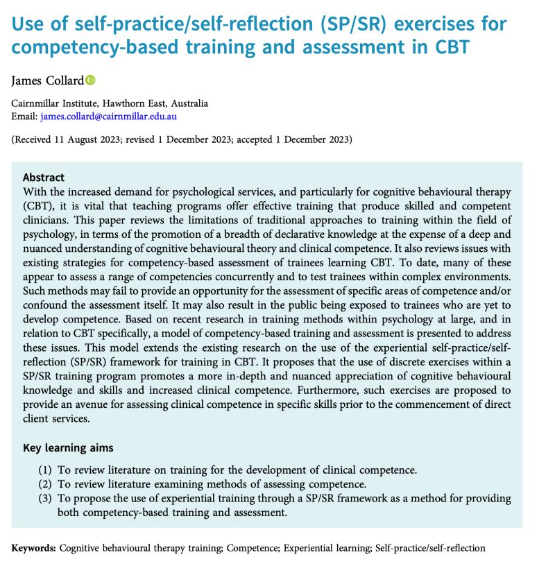 BABCP Journals on LinkedIn: tCBT New paper: Use of self-practice/self ... BABCP Journals on LinkedIn: tCBT New paper: Use of self-practice/self ...