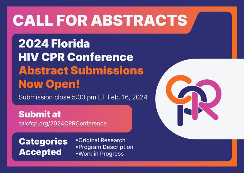 The 2024 Florida HIV CPR Conference on April 18-19 in Tampa, FL has put ... The 2024 Florida HIV CPR Conference on April 18-19 in Tampa, FL has put ...