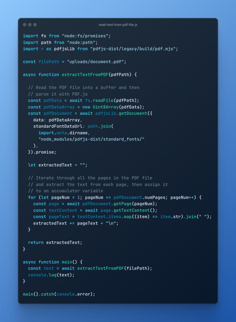 How to Read and Parse PDFs with PDF.js in Node.js | Liran Tal How to Read and Parse PDFs with PDF.js in Node.js | Liran Tal
