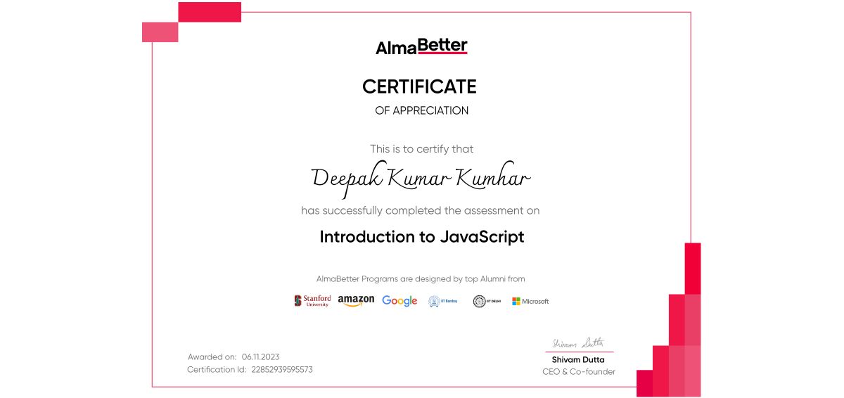 Deepak Kumar Kumhar on LinkedIn: Quiz | AlmaBetter Edutech Pvt. Ltd. Deepak Kumar Kumhar on LinkedIn: Quiz | AlmaBetter Edutech Pvt. Ltd.