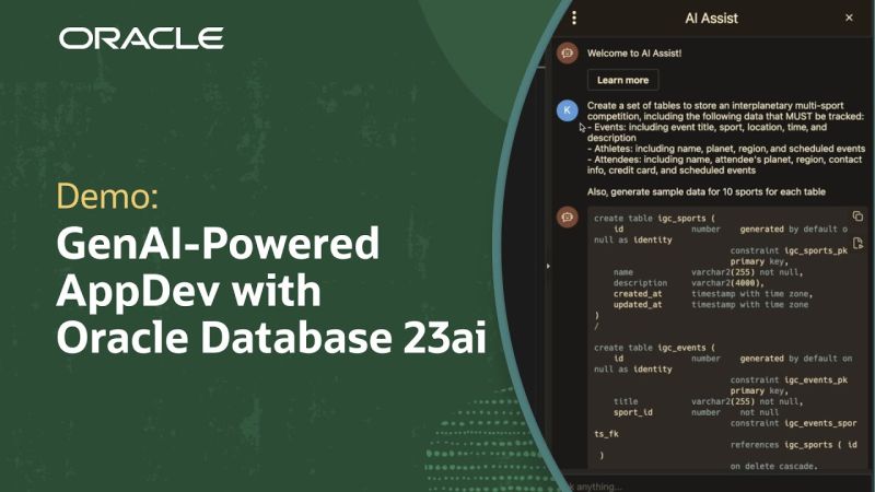 Accelerate JSON AppDev with Oracle Database 23ai and GenAI: Demo ... Accelerate JSON AppDev with Oracle Database 23ai and GenAI: Demo ...