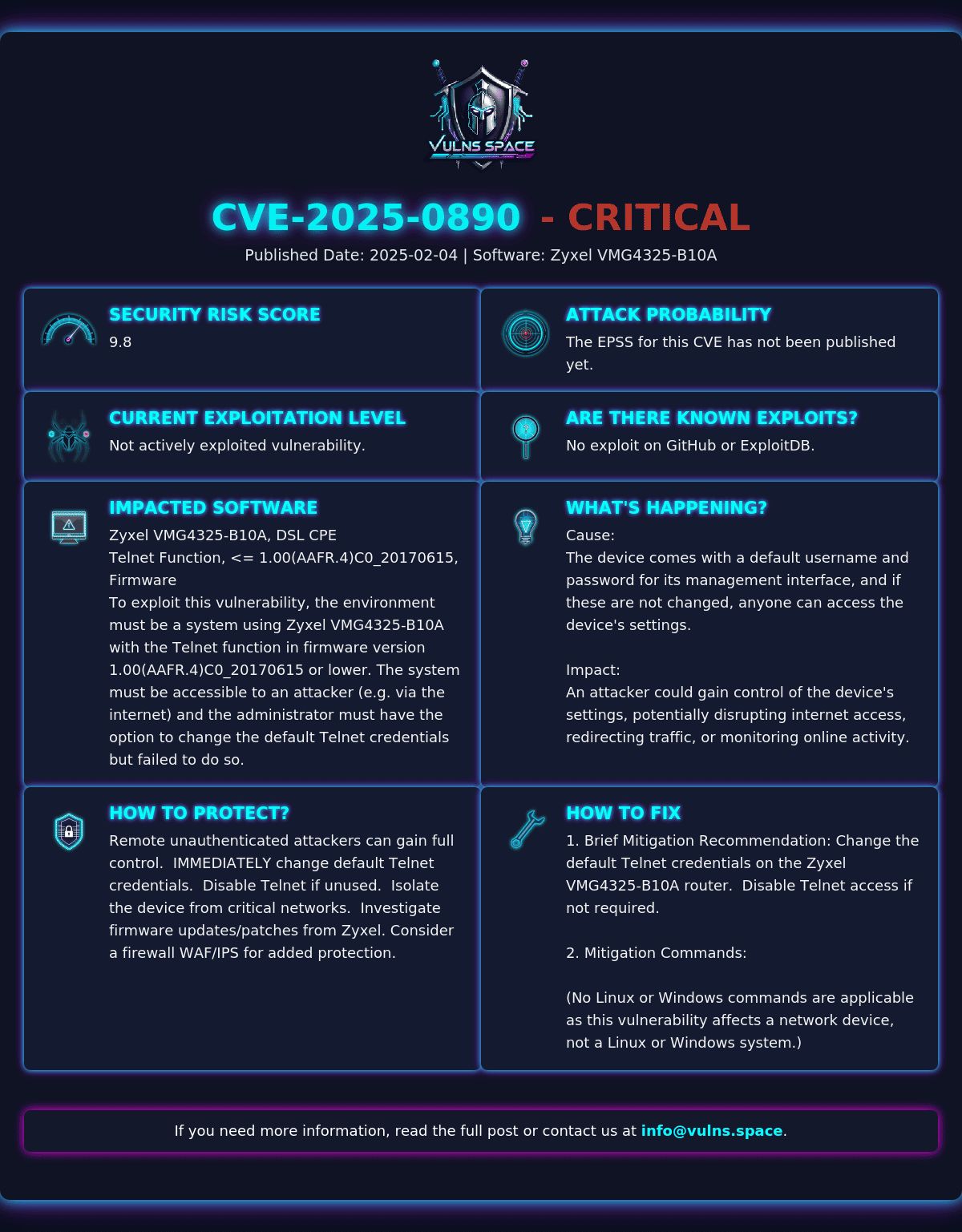 vulns.space on LinkedIn: #cve #cybersecurity #infosec #vulnerability # ... vulns.space on LinkedIn: #cve #cybersecurity #infosec #vulnerability # ...
