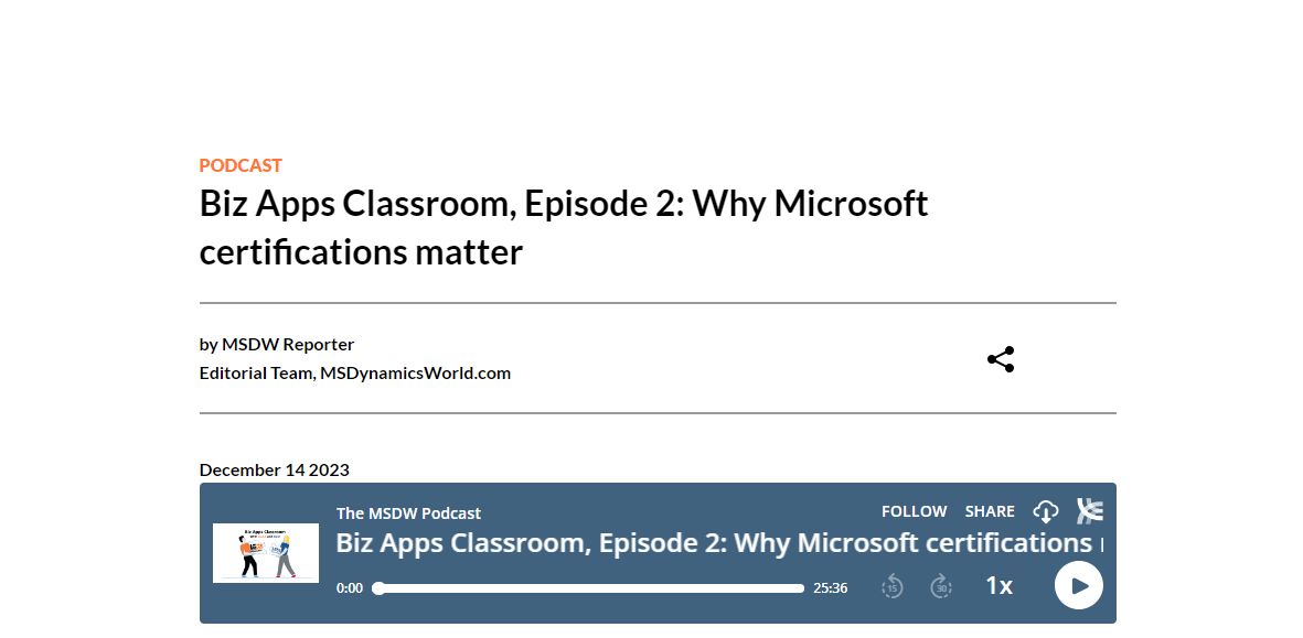 Biz Apps Classroom, Episode 2: Why Microsoft certifications matter ... Biz Apps Classroom, Episode 2: Why Microsoft certifications matter ...