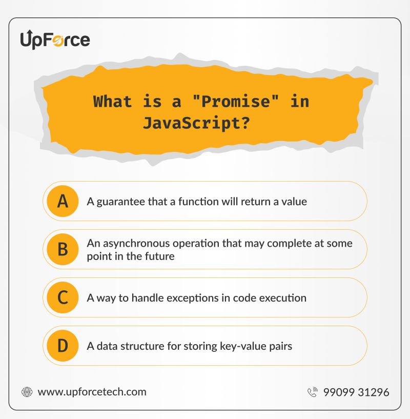 Learn about 'Promise' in JavaScript with TechQuiz | Upforce Tech posted ... Learn about 'Promise' in JavaScript with TechQuiz | Upforce Tech posted ...