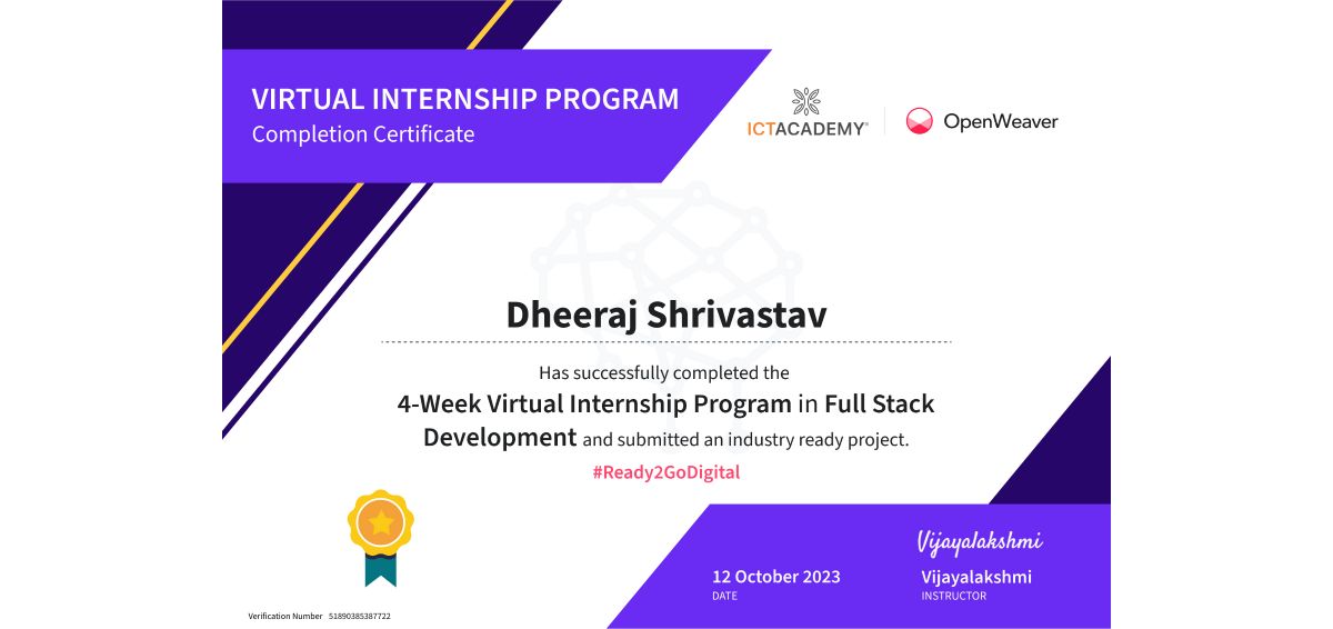 Dheeraj shrivastav on LinkedIn: Virtual Internship Program - Full Stack ... Dheeraj shrivastav on LinkedIn: Virtual Internship Program - Full Stack ...