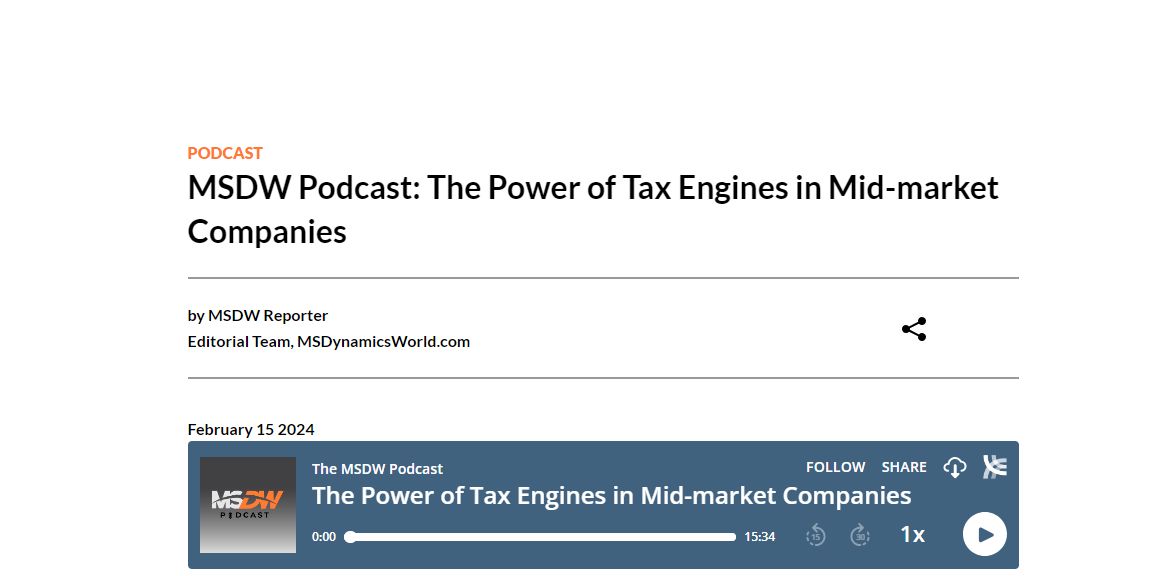 MSDynamicsWorld.com (MSDW) on LinkedIn: MSDW Podcast: The Power of Tax ... MSDynamicsWorld.com (MSDW) on LinkedIn: MSDW Podcast: The Power of Tax ...