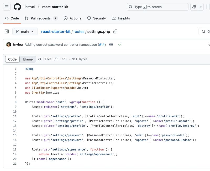 Laravel Routes tip from the new React starter kit. You may create ... Laravel Routes tip from the new React starter kit. You may create ...